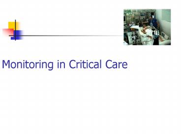 Monitoring in Critical Care presentation | free to view