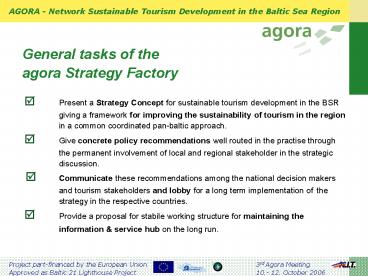 PPT – General tasks of the agora Strategy Factory Present a Strategy ...