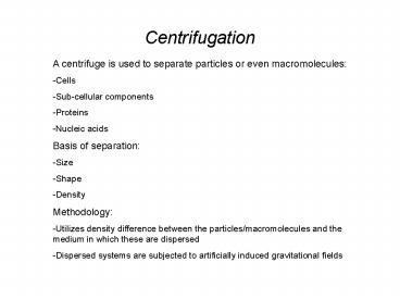 Centrifugation presentation | free to view