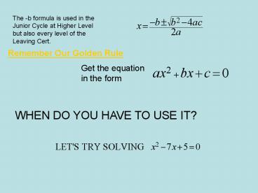 PPT – Solving Quadratic Equations PowerPoint presentation | free to ...