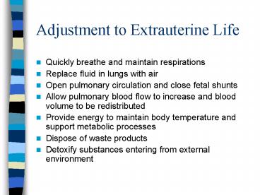 Adjustment to Extrauterine Life presentation | free to view