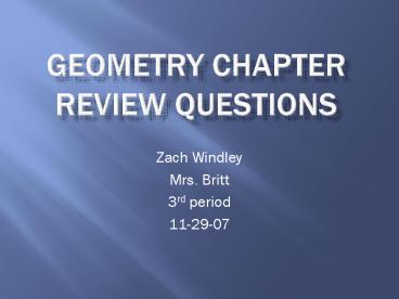 Geometry Chapter Review Questions presentation | free to view