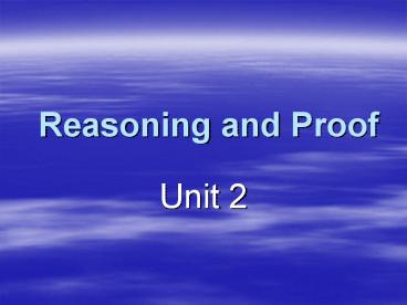 Reasoning and Proof presentation | free to view