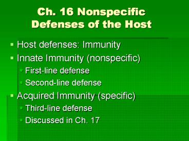 PPT – Host defenses: Immunity PowerPoint presentation | free to view ...