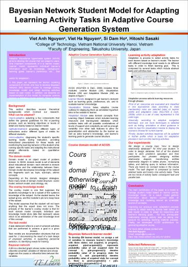 Bayesian Network Student Model for Adapting Learning Activity Tasks in ...