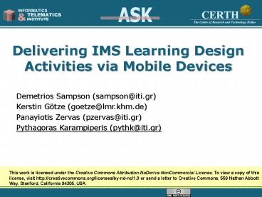 PPT – Delivering IMS Learning Design Activities via Mobile Devices ...