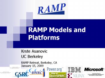 RAMP Models and Platforms presentation | free to view
