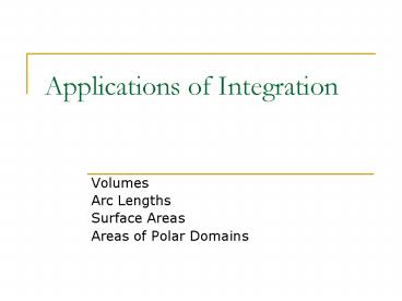 Applications of Integration presentation | free to view