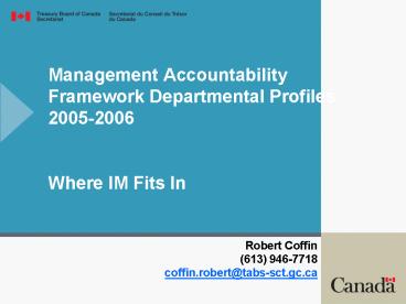 Management Accountability Framework Departmental Profiles 20052006 ...