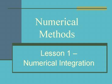 Numerical Methods presentation | free to view