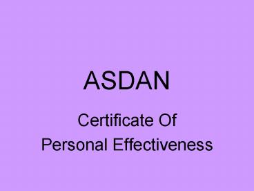 ASDAN presentation | free to view