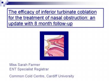 The efficacy of inferior turbinate coblation for the treatment of nasal ...