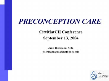 PRECONCEPTION CARE presentation | free to view