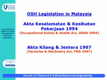 OSH Legislation in Malaysia presentation | free to view
