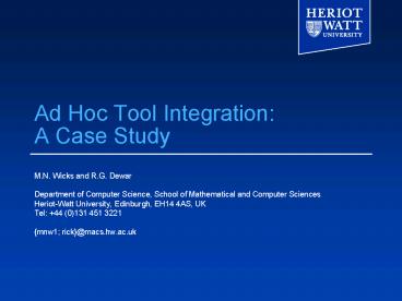 PPT – Ad Hoc Tool Integration: A Case Study PowerPoint presentation ...