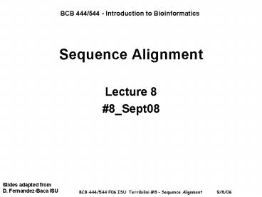 PPT – Sequence Alignment PowerPoint presentation | free to view - id ...