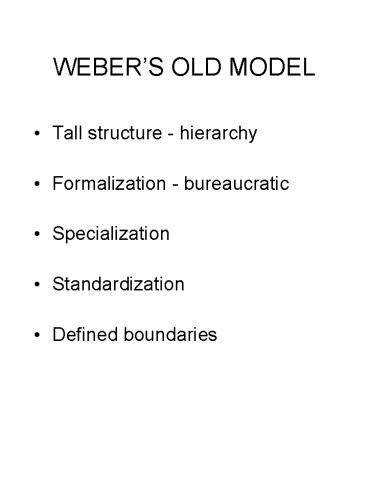 WEBERS OLD MODEL presentation | free to view