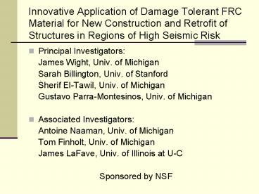 PPT – Innovative Application of Damage Tolerant FRC Material for New ...