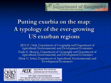 PPT – Putting exurbia on the map: A typology of the evergrowing US ...
