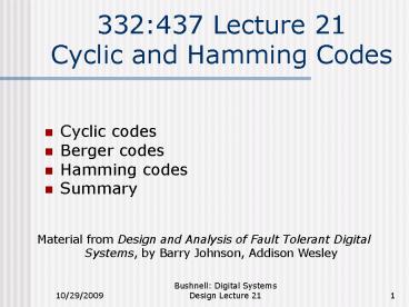 Cyclic codes presentation | free to view