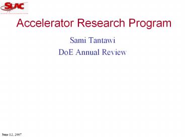 PPT – Accelerator Research Program PowerPoint presentation | free to ...