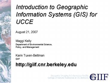 PPT – Introduction to Geographic Information Systems GIS for UCCE ...