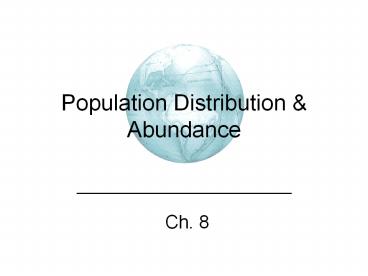 PPT – Population Distribution PowerPoint presentation | free to view ...