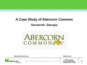 PPT – A Case Study of Abercorn Common PowerPoint presentation | free to ...