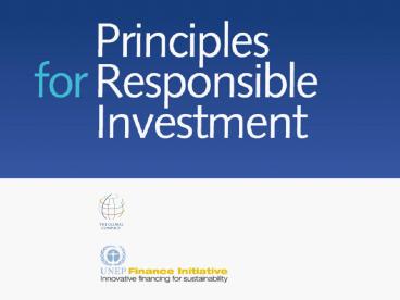 Principles for Responsible Investment PRI presentation | free to view
