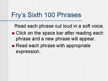 Frys Sixth 100 Phrases presentation | free to view