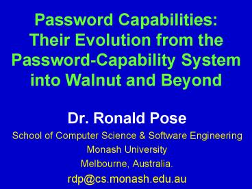 PPT – Password Capabilities: Their Evolution from the ...