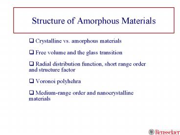 Structure of Amorphous Materials presentation | free to view