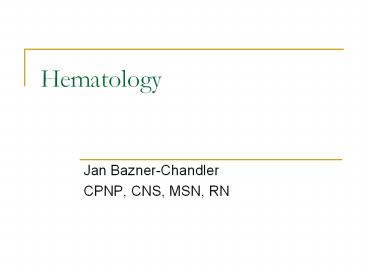 Hematology presentation | free to view