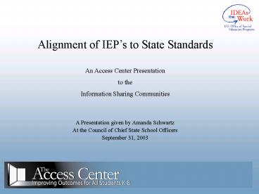 Alignment of IEPs to State Standards presentation | free to view