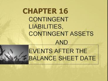 CONTINGENT LIABILITIES, CONTINGENT ASSETS presentation | free to view