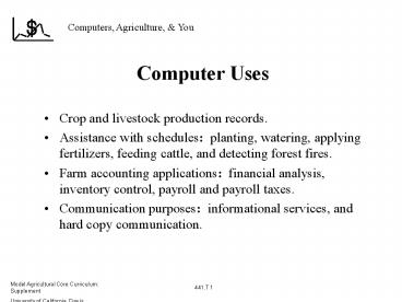 Computer Uses presentation | free to view