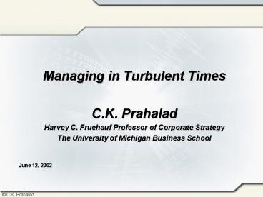 Managing in Turbulent Times presentation | free to view