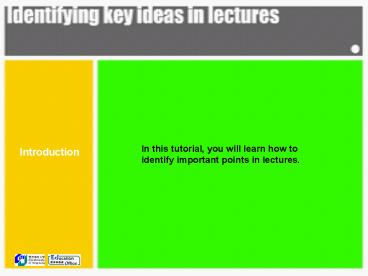 PPT – In this tutorial, you will learn how to identify important points ...