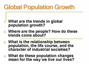 PPT – Global Population Growth PowerPoint presentation | free to view ...