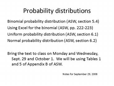 PPT – Probability distributions PowerPoint presentation | free to ...