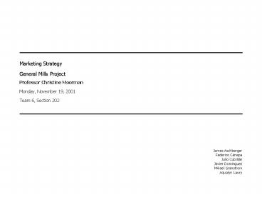 Marketing Strategy General Mills Project Professor Christine Moorman ...