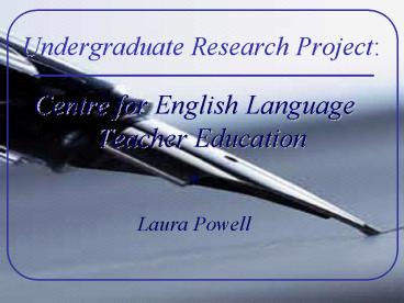 Undergraduate Research Project: presentation | free to download