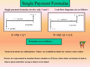 Single Payment Formulas presentation | free to view