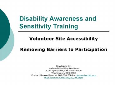 Disability Awareness and Sensitivity Training presentation | free to view