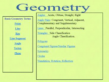 PPT – Geometry PowerPoint presentation | free to view - id: 12c42c-ZTRlY
