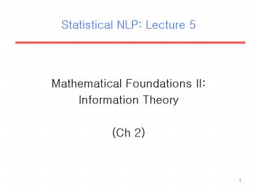 PPT – Statistical NLP: Lecture 5 PowerPoint presentation | free to ...