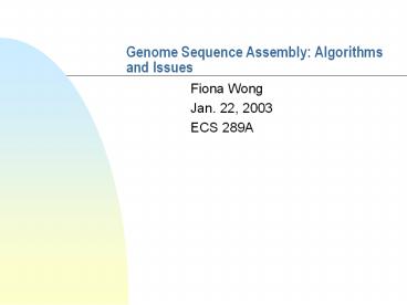 Genome Sequence Assembly: Algorithms and Issues presentation | free to download