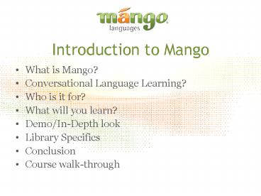 Introduction to Mango presentation | free to view