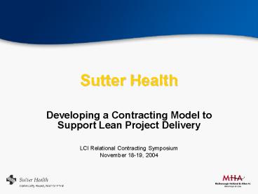 Sutter Health presentation | free to view