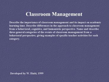 PPT – Classroom Management PowerPoint presentation | free to download ...